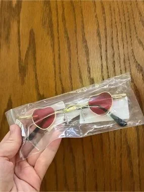 Accessories | Mini Heart Shaped Red Lens Sunglasses Gold Metal New ...